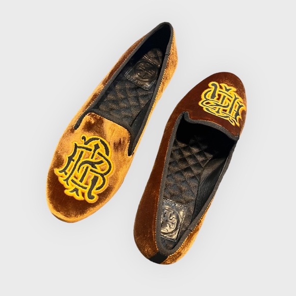 Tory Burch | Shoes | Rare Tory Burch Velvet Loafer Shoes Gold Brown Old ...